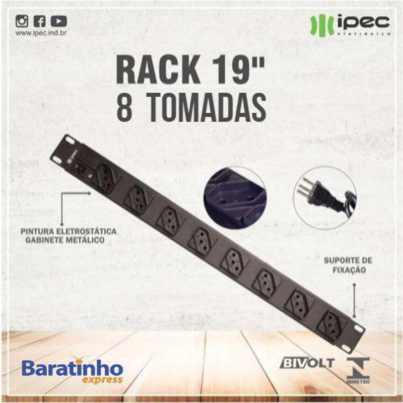 Filtro De Linha Rack19 Extensão Régua 8 Tomadas Bivolt Ipec - Filtro de ...