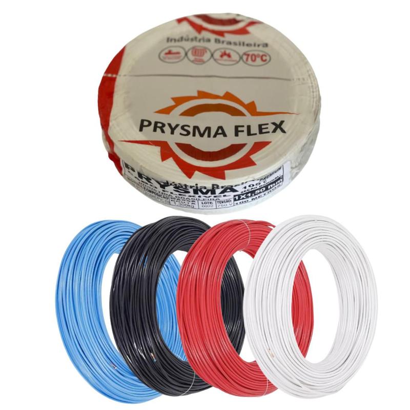 Fio Cabo Flexível 6,0mm 100m Varias Cores Dupla Camada PVC - Prysma ...