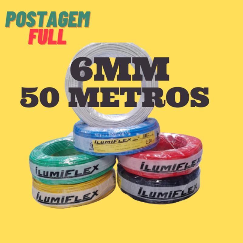 Fio Cabo Flexível 6mm 50 metros - ilumiflex - Cabo / Fio Elétrico ...