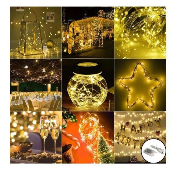 Fio de Fada Cordão Decoração Led Enfeite Árvore de Natal Pilha Branco ...