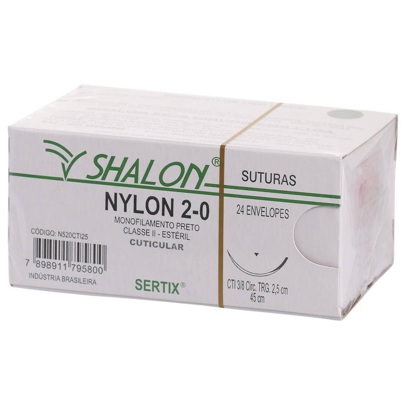 Fio De Nylon 2-0 Com Agulha Triangular de 2,0cm e 3/8 c/24 Shalon - Agulha de Sutura - Magazine ...
