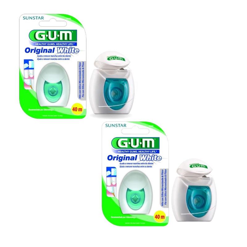 Fio Dental 2 Unidades Ortodôntico Sunstar GUM 40m - Fio Dental Infantil ...