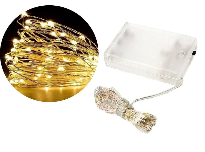 Fio Fada Micro Led Pilha 50 Lâmpadas Branco Quente Fixa 5 - Master ...