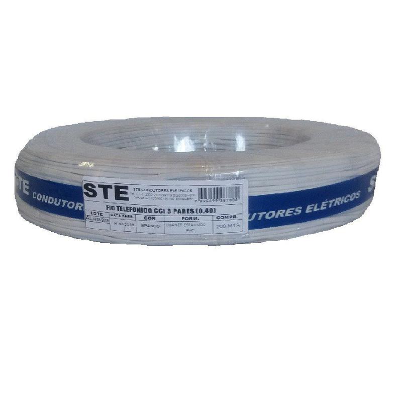 Fio Telefone 3 Pares Cci Ste Branco 200m Pr 800 - STEEL CABLE - Ramais ...
