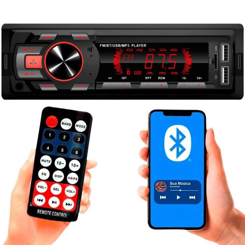 First Option Auto Rádio Som Carro Automotivo Mp3 Player Bluetooth Fm Sd Usb Controle 5589BT ...