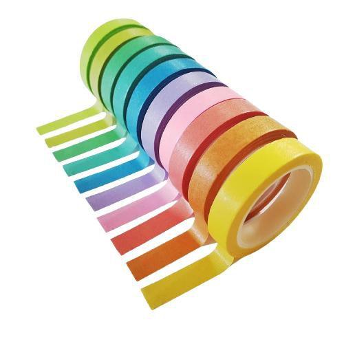 Fita Adesiva colorida Washi Tape Fresh Slim 10 cores BRW - Fita Adesiva ...