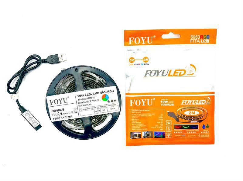 Fita De LED RGB 5050 5V 3M Ligação USB Com Controle Remoto - LUCKFOYU ...