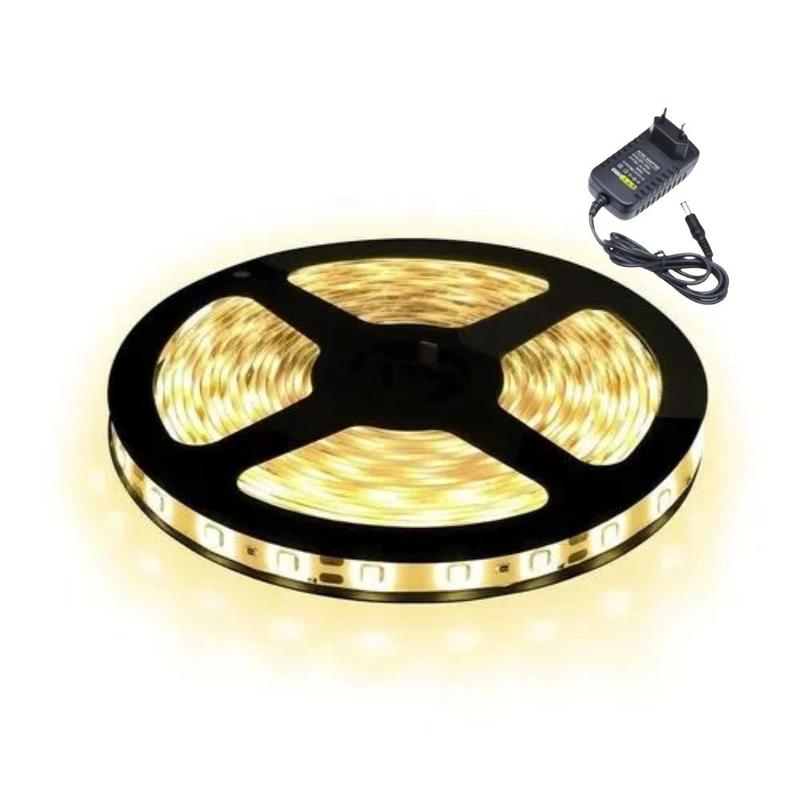 Fita Led 5050 Branco Frio ou Quente IP65 Prova D'Água + Fonte 12v ...