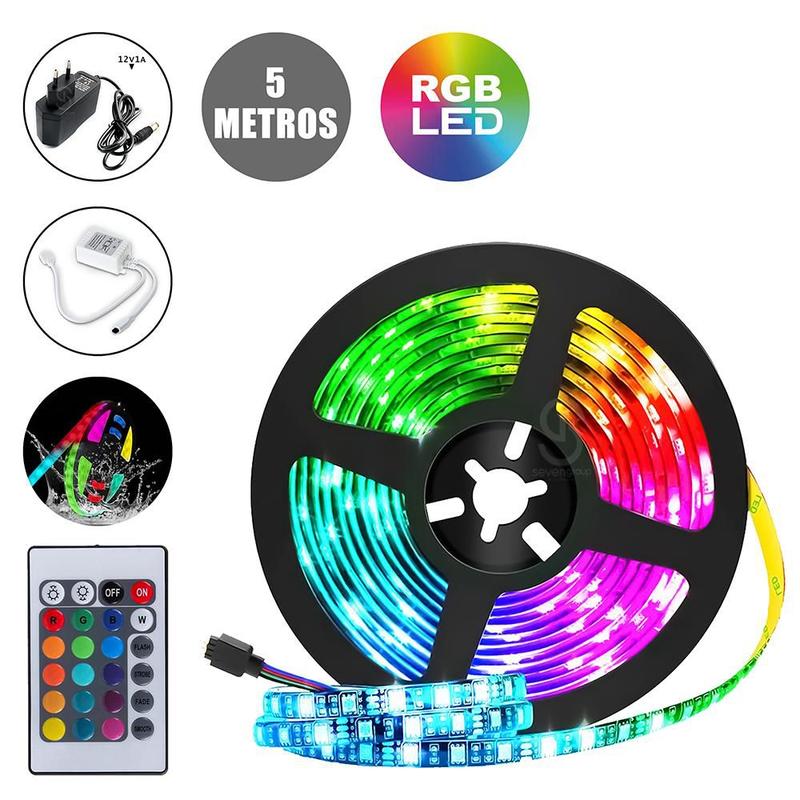 Fita Led 5050 Rgb Colorida 5 Metros Kit Completo Bivolt - Altomex - Fita de LED - Magazine Luiza