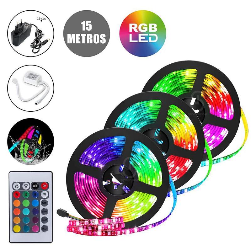 Fita Led Gamer RGB 15 Metros 16 Cores Gamer Com Controle - Altomex ...
