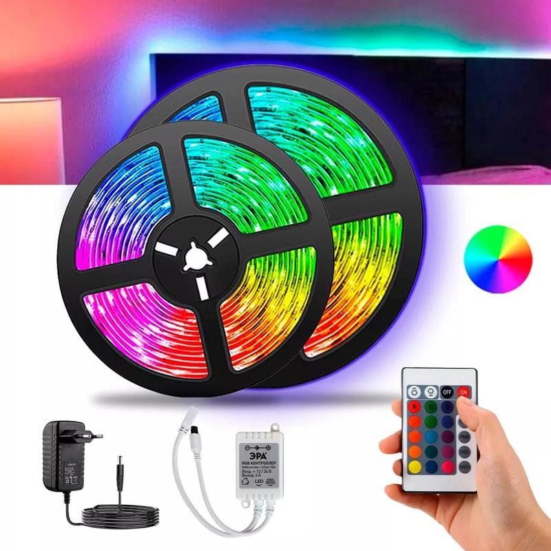 Fita LED RGB 10m, 5050 12v - Luz Colorida + Fonte Inclusa - Ideal p ...