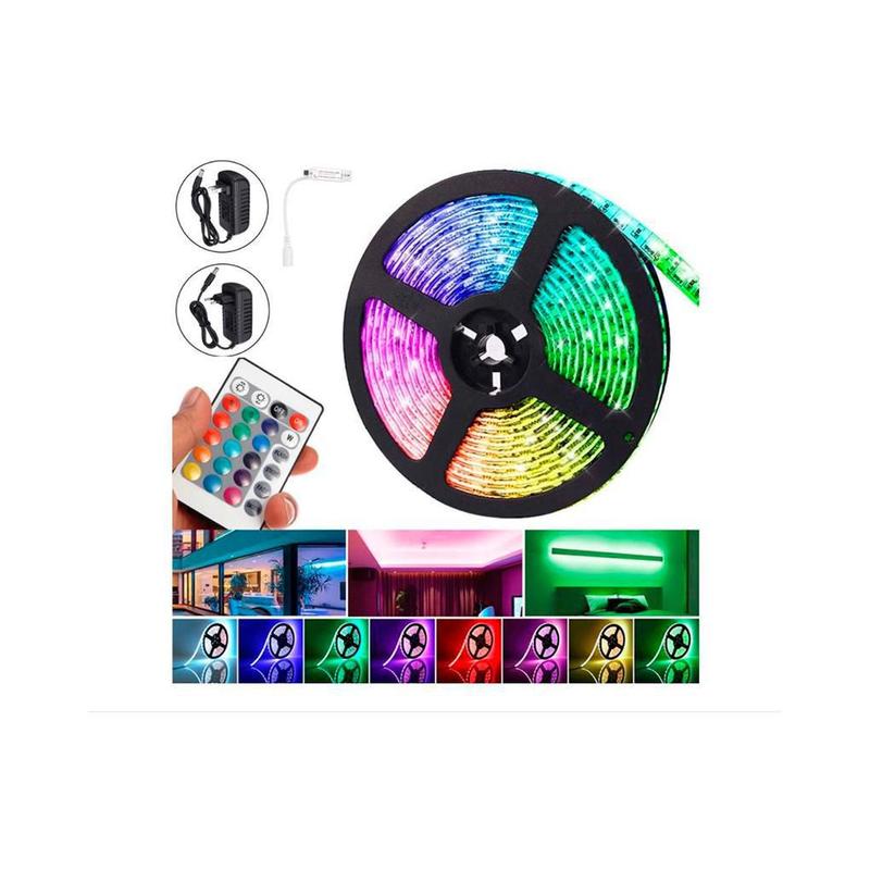 Fita Led Rgb Colorida 5M Prova Dagua Com Fonte Led Decoração - Led ...