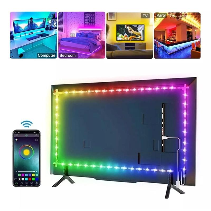 Fita Led Smart Led RGB Colorida P/ TV e Monitor 5 metros Bluethooth com ...