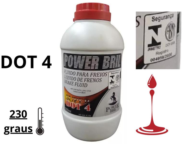 Fluido Oleo De Freio Dot 4 Dot4 Alta Temperatura 500ml Power ...