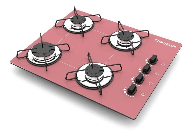 Fogão 4 Bocas Ultra Chama Rosa Cooktop Cozinha - Chamalux - Cooktop 4 ...