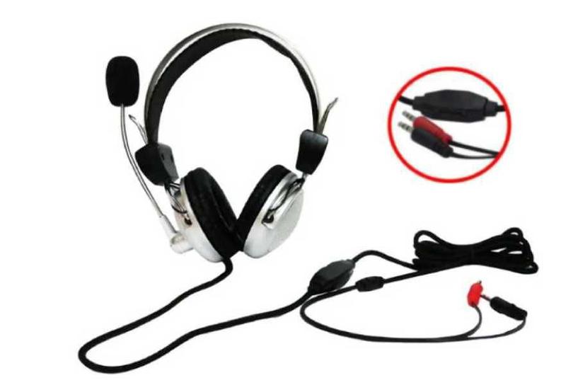 Fone com microfone com dupla entrada P2 audio e voz para notebook Pc ...