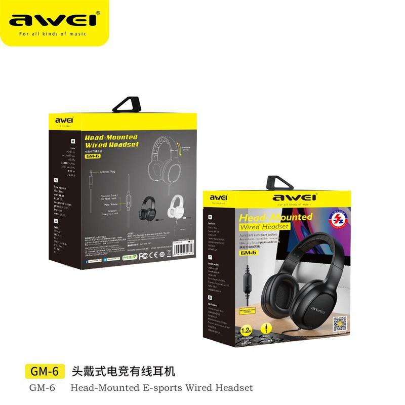 Fone De Ouvido Awei Gm-6 Headset Com Fio 1.2m Super Bass - Headset com ...