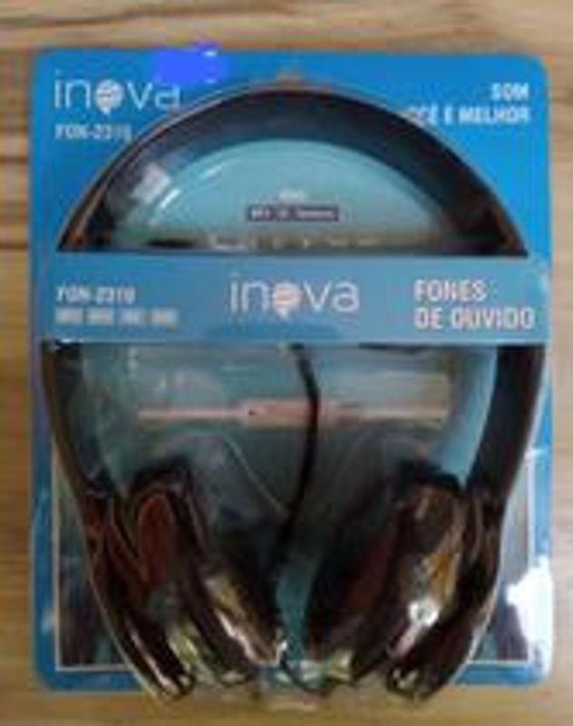 Fone de ouvido com microfone INOVA 2310 preto, com fio, cabo de 1,20cm ...