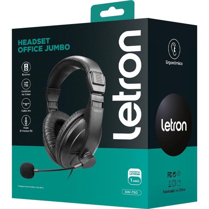 Fone de ouvido com microfone letron headset office jumbo pt - LEONORA - Headset com Fio ...