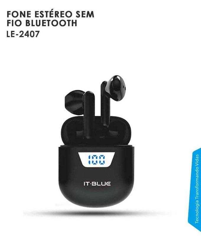Fone de Ouvido Estéreo Bluetooth It-Blue LE-2407 Preto - Fone de Ouvido ...