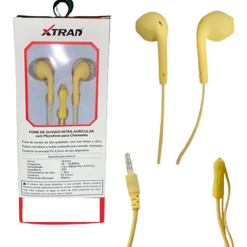 Fone De Ouvido Estéreo Com Microfone Xtrad Amarelo- LC-857 - Fone de ...