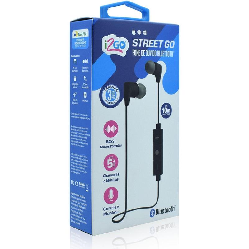 Fone de Ouvido i2GO Bluetooth Street Go - Fone de Ouvido Bluetooth ...