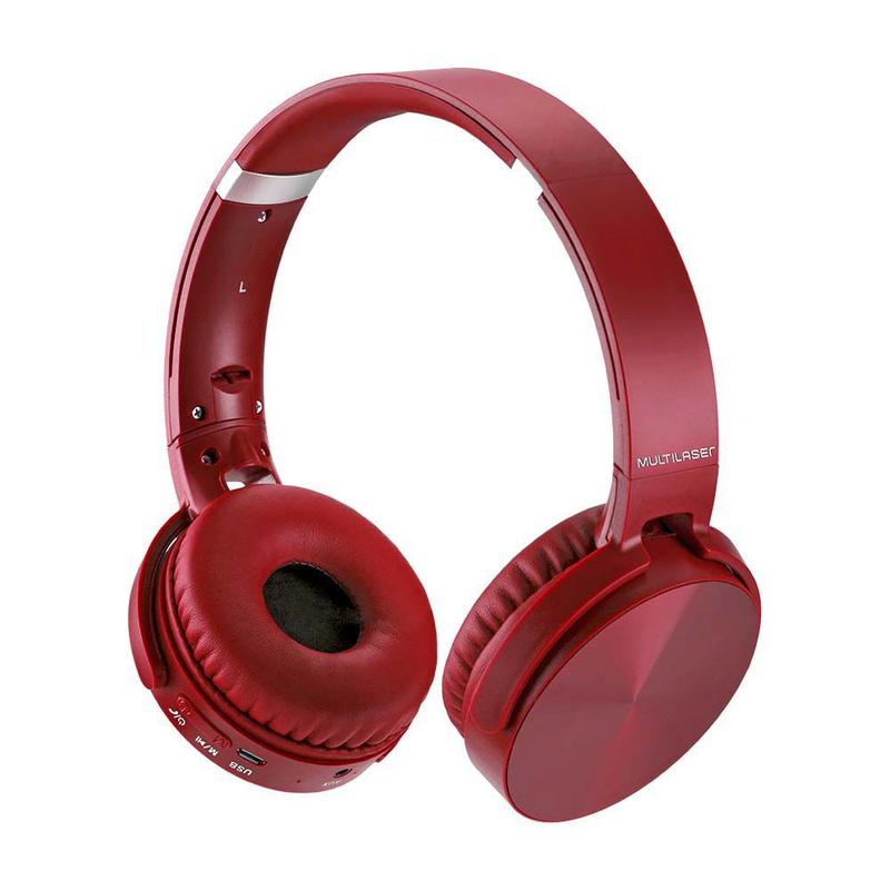 Fone de Ouvido Premium Vermelho Bluetooth Sd Aux Fm Multilaser ...