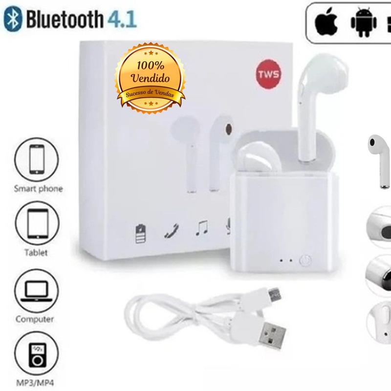 Fone de ouvido sem fio com Bluetooth TWS I7/ Compatível iphone7 8 X XR ...