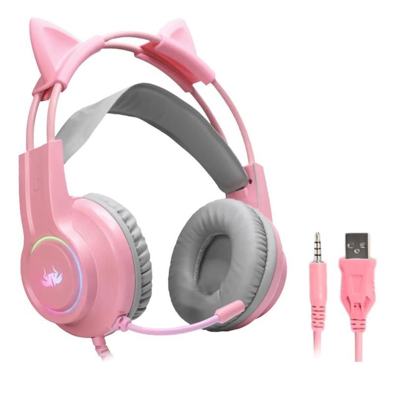 Fone Gamer Rosa Headset Gamer Pc, Ps4, Orelha De Gato - KNUP - Headset ...