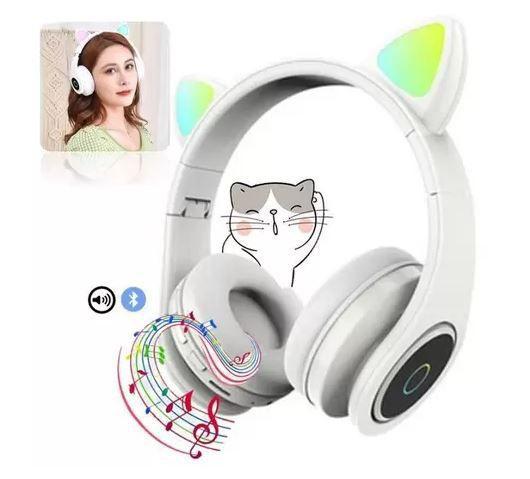 Fone Headset de Gatinho Bluetooth Orelha De Gato Luz Led - HEADSET CAT ...