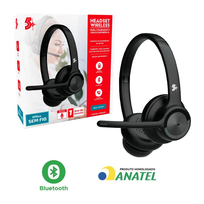 Fone Headset Home Office S/ Fio Bluetooth Wireless c/ Anatel - 5 ...