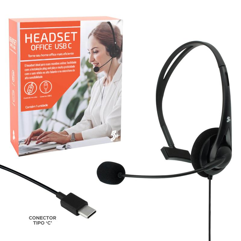 Fone Headset Home Office Telemarketing Pc Not Usb Tipo C - 5+ - Headset ...