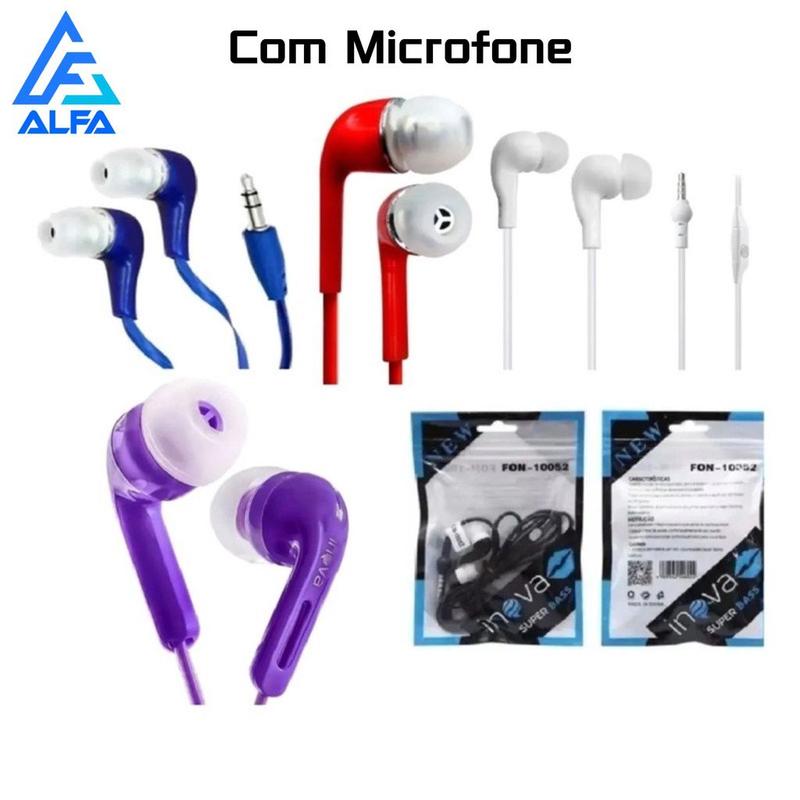 Fone ouvido inova Com microfone fon-10052 Colorido aleatório - Fone de ...