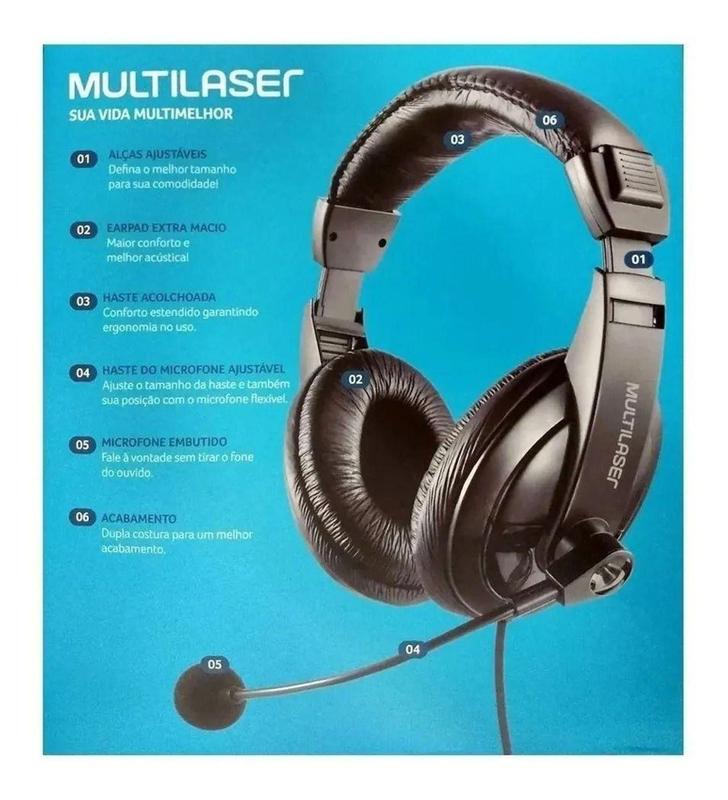 Fone Ouvido Multilaser Headset Profissional Microfone Volume - Headset ...