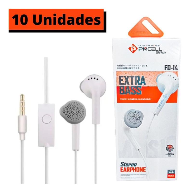 Fone pmcell fo-14 branco atacado 10 unidades - Fone de Ouvido com Fio - Magazine Luiza