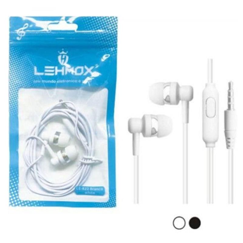 Fone Simples COM microfone Lehmox - cor Branca - Fone de Ouvido com Fio ...