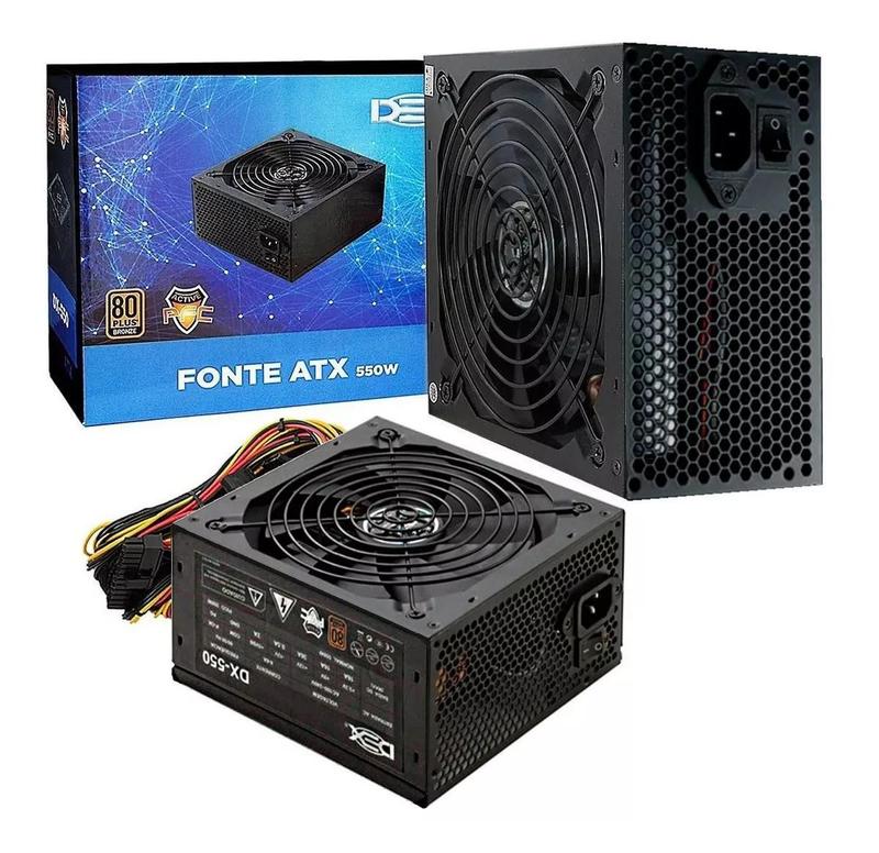 Fonte ATX 550W 80Plus Bronze Pfc ativo Bivolt+ Cabo de força - Dex ...