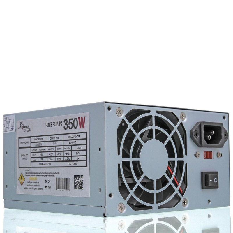 Fonte Atx Pc 350w Reais Com Cabo De Energia Bivolt Knup KP-526 - Fonte ...