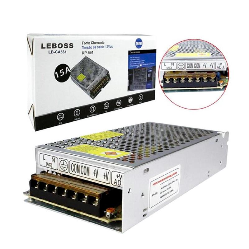 Fonte chaveada potencia 12v / 15a leboss lb-ca561 - Fonte Chaveada - Magazine Luiza