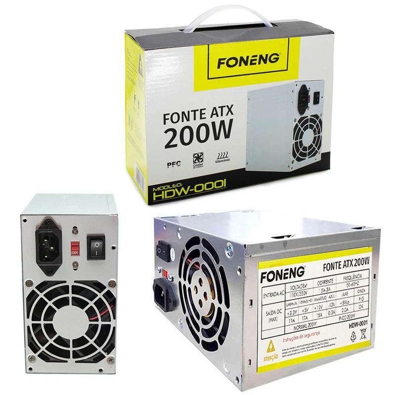 Fonte de alimentação para PC Foneng 200W prata 110V/220V - Fonte de ...