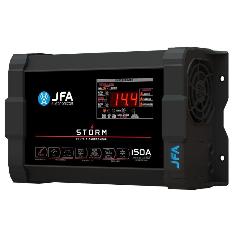 Fonte e Carregador Bateria Bivolt Jfa Eletronicos Storm 150a Digital Medidor Cca - Fonte de ...