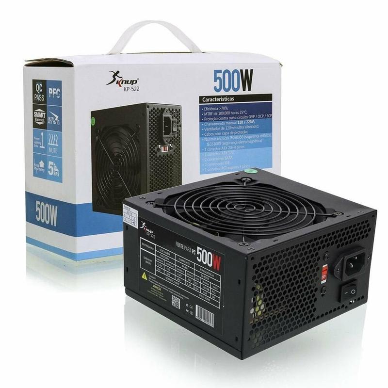 Fonte Gamer ATX 500w Silenciosa Bivolt Manual Knup - KP-522 - Fonte de ...