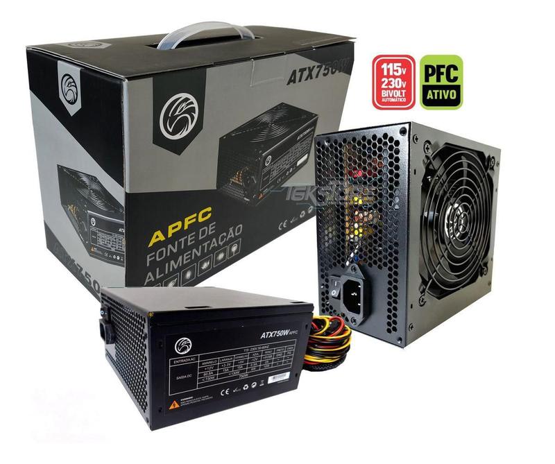 Fonte Pc Gamer Atx 750W Pfc Ativo Bivolt Automático Brilpc - Brazilpc ...