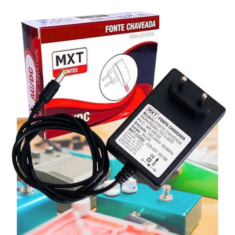 Fonte Pedal Pedaleira Teclado 9V 2A ( 2000mA ) - MXT - Acessórios para ...