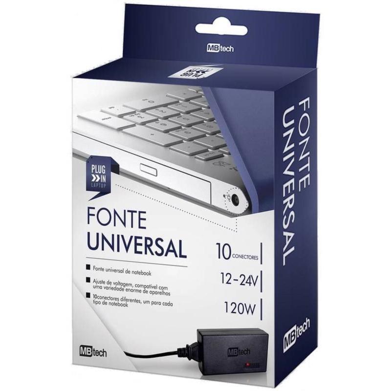 Fonte Universal Notebook 10 Conectores MB84100 - MB Tech - Fonte para ...