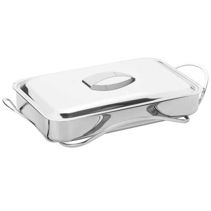 Forma Assadeira Inox Retangular 48x25Cm Com Tampa E Suporte - Forma ...