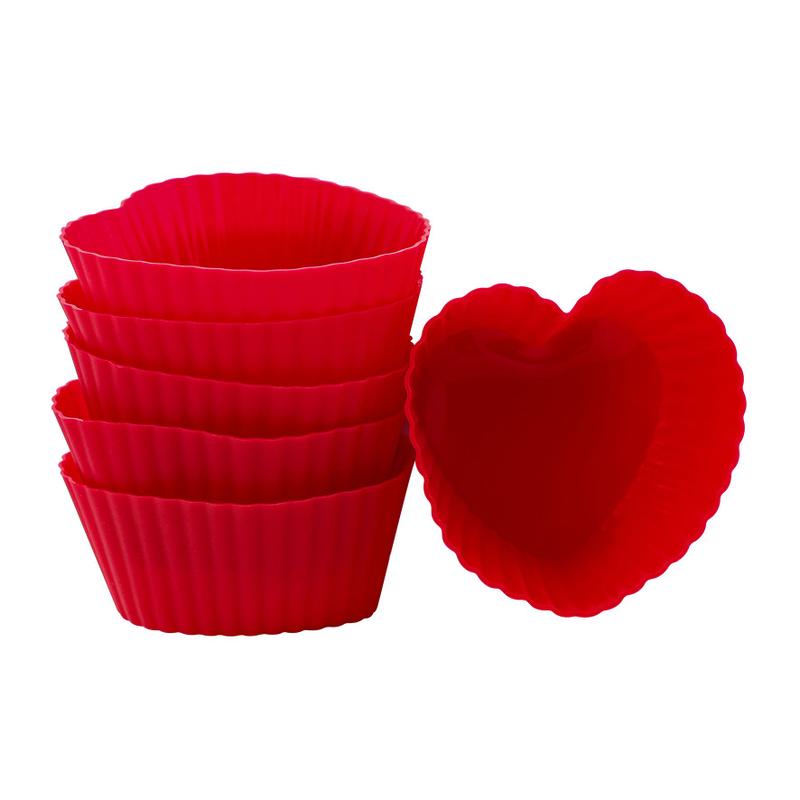 Forma Cupcake De Silicone Coração 6cm 6 Unidades Yangzi - YAZI - Formas ...