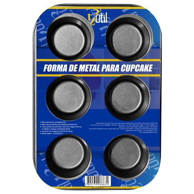 Forma Cupcakes Com 6 Cas - Metal - 18x26x3 Cm - 186 G - 123 Util - Formas e Assadeiras ...