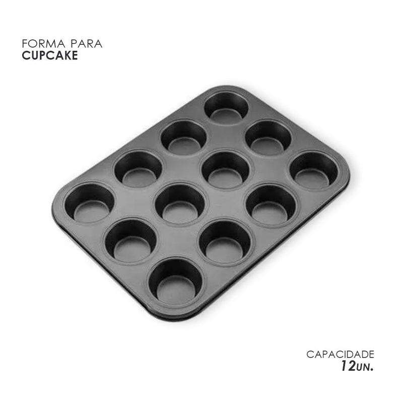 Forma de Cupcake Antiaderente 12 Cavidades Faça Deliciosos Cupcakes de ...
