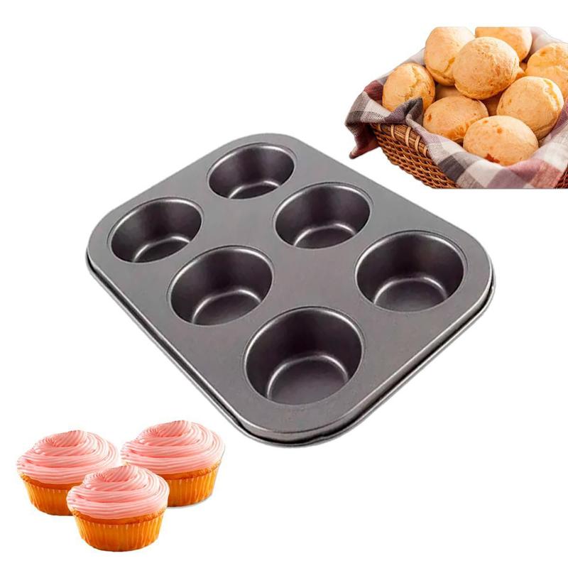Forma De Cupcakes De 6 Cavidades Antiaderente Em Aço Carbono - Macrozao ...